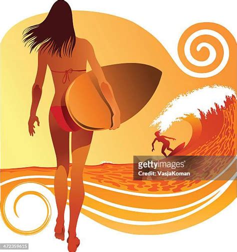 126 Surfing Girls High Res Illustrations Getty Images