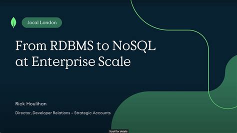 From Rdbms To Nosql At Enterprise Scale Youtube