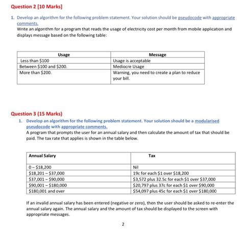 Solved Question 2 10 Marks 1 Develop An Algorithm For The