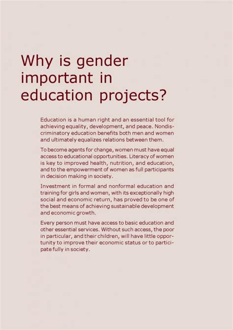 Gender Checklist Education