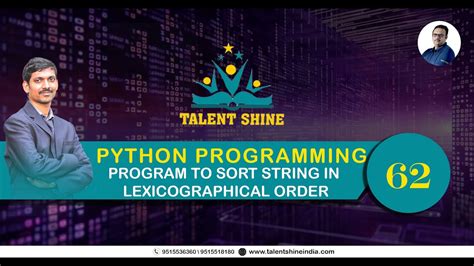 Python Programming Sorting String In Lexicographical Order Youtube