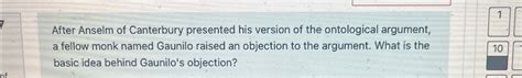 Solved After Anselm Of Canterbury Presented His Version Of