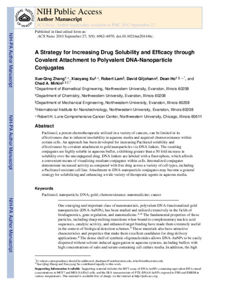 Pdf Strategy For Increasing Drug Solubility And Efficacy Through Covalent Attachment To