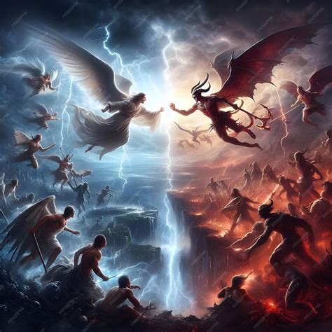 Ai De Una Batalla épica Entre El Bien Y El Mal Como ángeles Y Demonios
