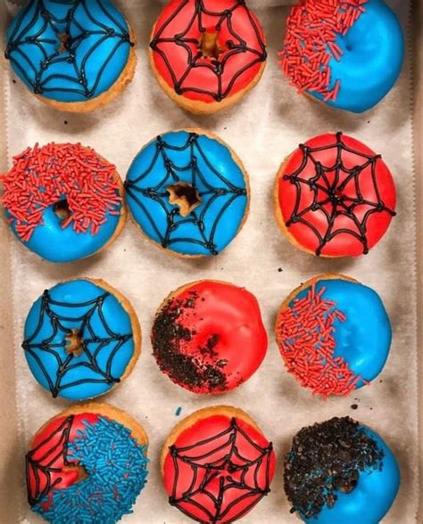 Spider Man Donuts Spiderman Cupcakes Superhero Birthday Cake Spiderman Birthday Party