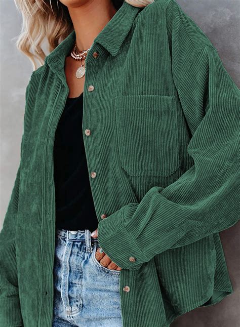 Fantaslook Women Corduroy Shirts Shacket Jacket Casual Long Sleeve