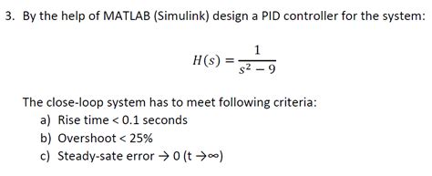 Solved By The Help Of MATLAB Simulink Design A PID Chegg Com
