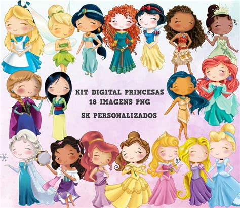 Kit Digital Princesas Aquarela