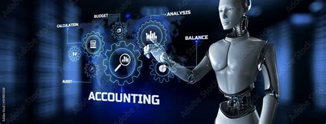 Accounting Business Process Automation Rpa Concept Robot Pressing