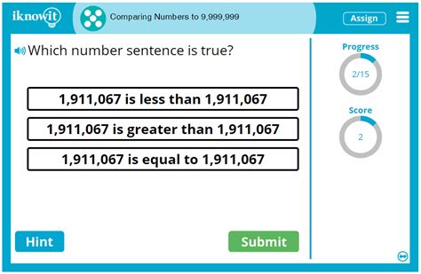 Interactive Math Lesson Comparing Numbers To 9 999 999