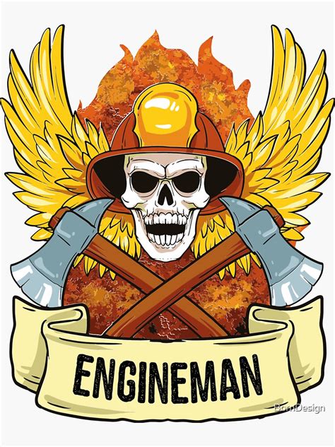 Engineman Firefighter Skull Axe Symbol Fire Devil Sticker By