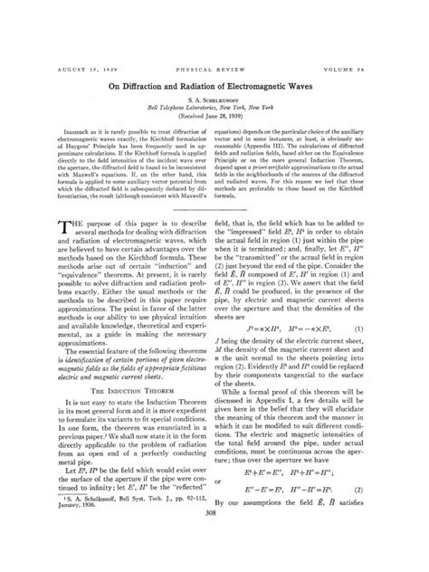 On Diffraction And Radiation Of Electromagnetic Waves Pdf Diffraction Maxwells Equations