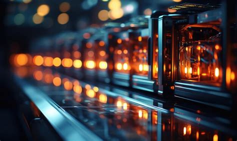 Premium Ai Image Server With Rack In Modern Server Room With Glowing Led Lights Data Center