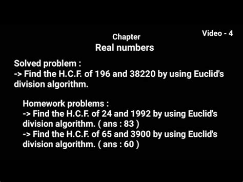 Mathematics Find H C F Of And By Using Euclid S Division Algorithm YouTube
