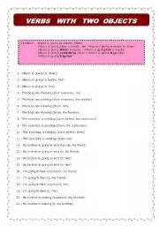 Verbs With Two Objects Worksheets