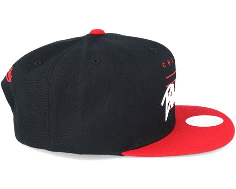 Chicago Blackhawks Cursive Script Logo Black Snapback Mitchell And Ness