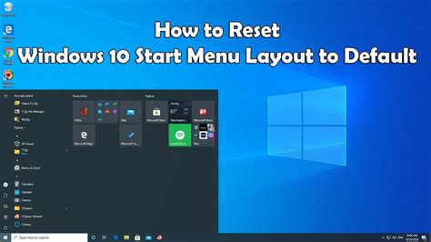 How To Reset Windows 10 Start Menu Layout To Default Youtube