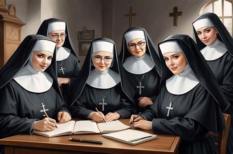 Premium Photo A Group Of Catholic Nuns Wearing A Cross Necklace At
