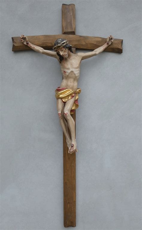 Krzyż Krucyfiks POLICHROMIA JEZUS rzeźba drewno 95 5cm 14677288568