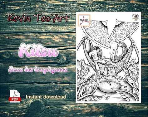Kitsu In The Tropics Summer Holidays Kevin Teoart Coloring Page