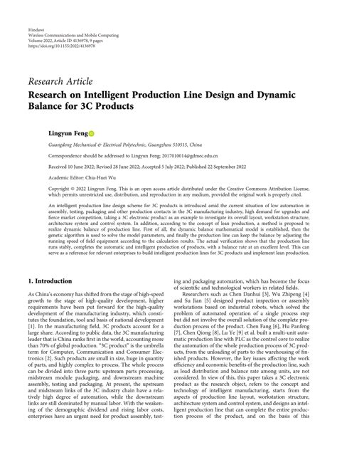 Pdf Research On Intelligent Production Line Design And Dynamic