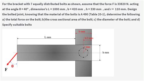 Solved For The Bracket With 7 Equally Distributed Bolts As Chegg