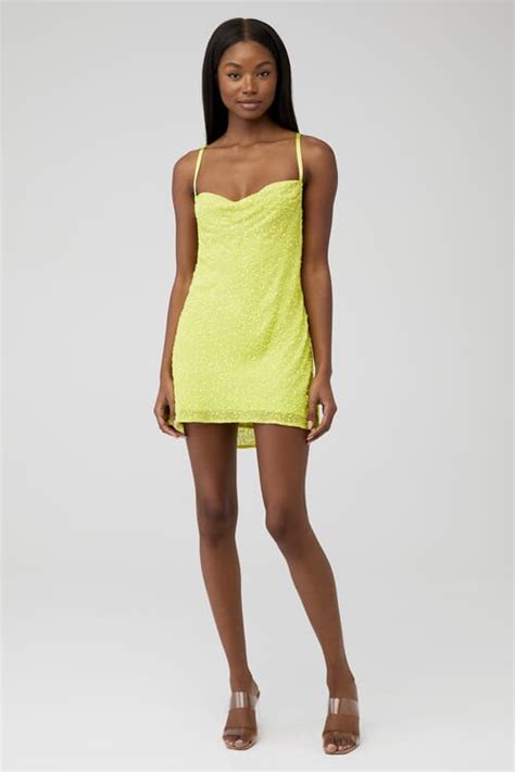 Show Me Your Mumu Suzanna Slip Dress Lime Sequin In Lime Sequins