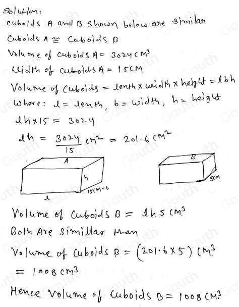 Solved 5 The Cuboids A And B Shown Below Are Similar Calculate The