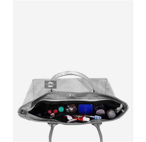 Womens Metallic Silver Tote Bag Leather Top Handle Shoulder Bag