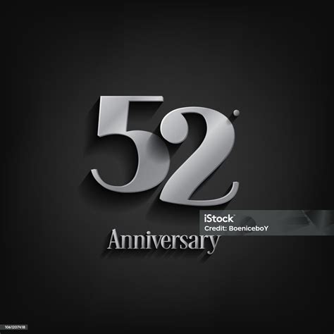 52 년 기념일 축 하입니다 기념일 로고 우아함 번호와 3d 스타일 색과 검은색 축 하 초대 카드 인사말 카드에 대 한 벡터 디자인에 고립 된 그림자 기념일에 대한 스톡