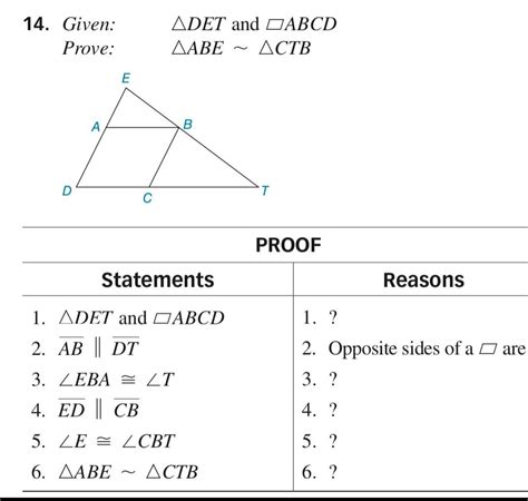 [answered] 14 Given Prove D A E Adet And Abcd Aabe Actb B Statements 1