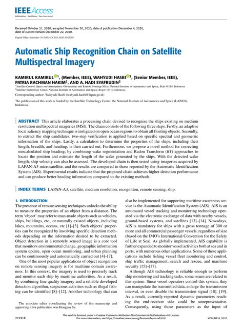 Pdf Automatic Ship Recognition Chain On Satellite Multispectral Imagery