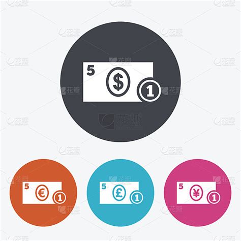 现金的迹象。美元，欧元和英镑的图标。