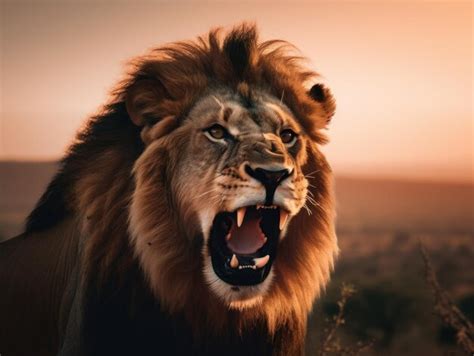 Premium Ai Image A Close Up Of A Lion With Its Mouth Open Generative