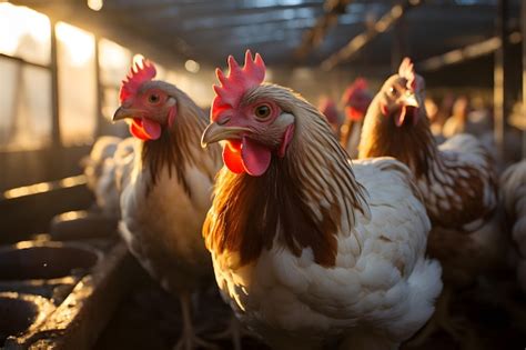 Eficiência agrícola criação de galinhas de corte galinhas em gaiola Foto Premium