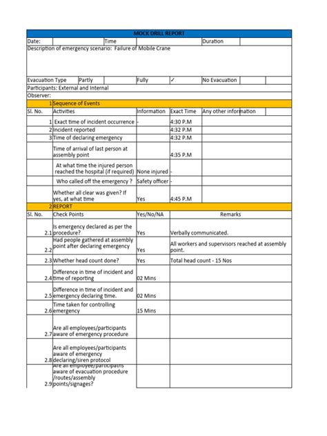 Emergency Mock Drill Pdf Emergency First Aid