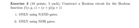 Solved Exercise Points Each Construct A Boolean Chegg