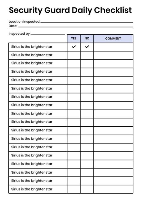 Edit This Minimalist Security Guard Daily Checklist Ready Made Template