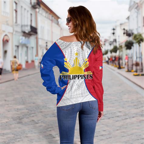 Philippines Filipinos Custom Personalised Off Shoulder Sweatshirt Flag