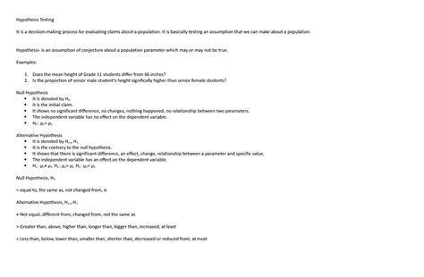 Hypothesis Testing Stat Hypothesis Testing It Is A Decision Making