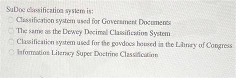 Solved Sudoc Classification System Is Classification System