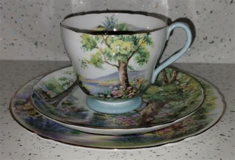 Shelley England Woodland Fine Bone China Tea Cup Saucer And Plate Trio