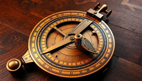 Antique Brass Compass Vintage Navigation And Exploration Tool Stock