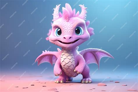 Premium Photo Cute Pink Dragon 3d Rendered