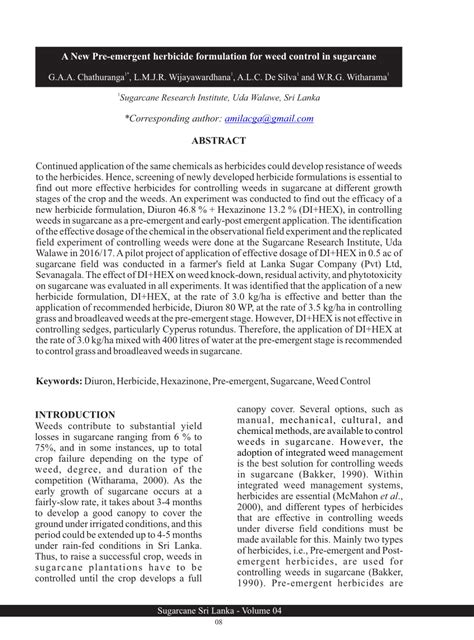 Pdf A New Pre Emergent Herbicide Formulation For Weed Control In