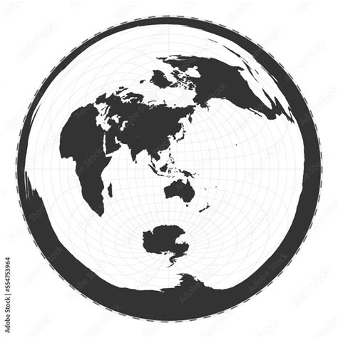 Vector World Map Azimuthal Equidistant Projection Plain World Geographical Map With Latitude