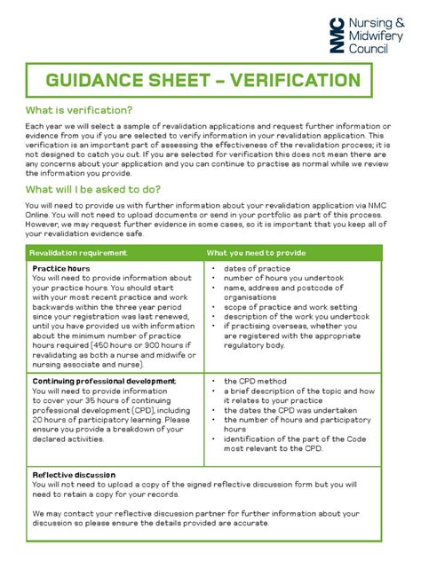 Verification Guidance Sheet Pdf Nursing Insurance