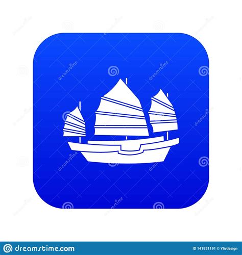 Junk Boat Icon Digital Blue Stock Vector Illustration Of Asia Mast