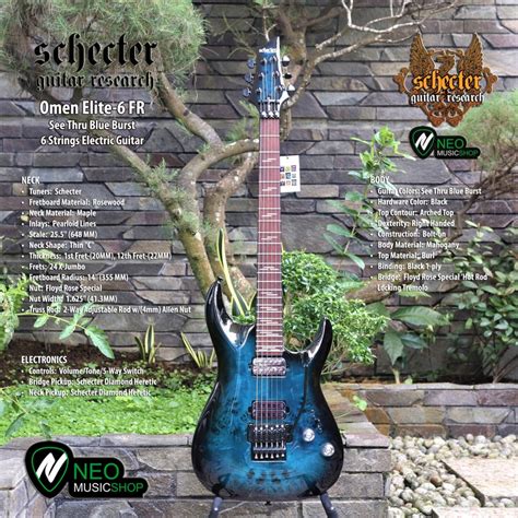 Schecter Omen Elite 6fr See Thru Blue Burst 6 Strings Electric Guitar