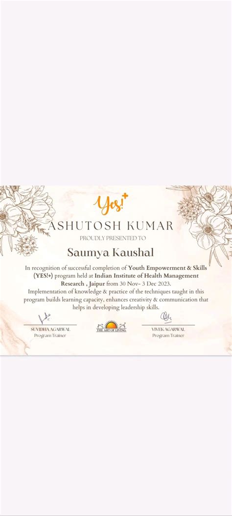 Completed Yes Plus Course On Soft Skills Dr Saumya Kaushal Posted On